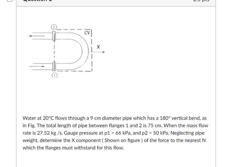 Solved ) Water at 20°C flows through a 9 cm diameter pipe | Chegg.com