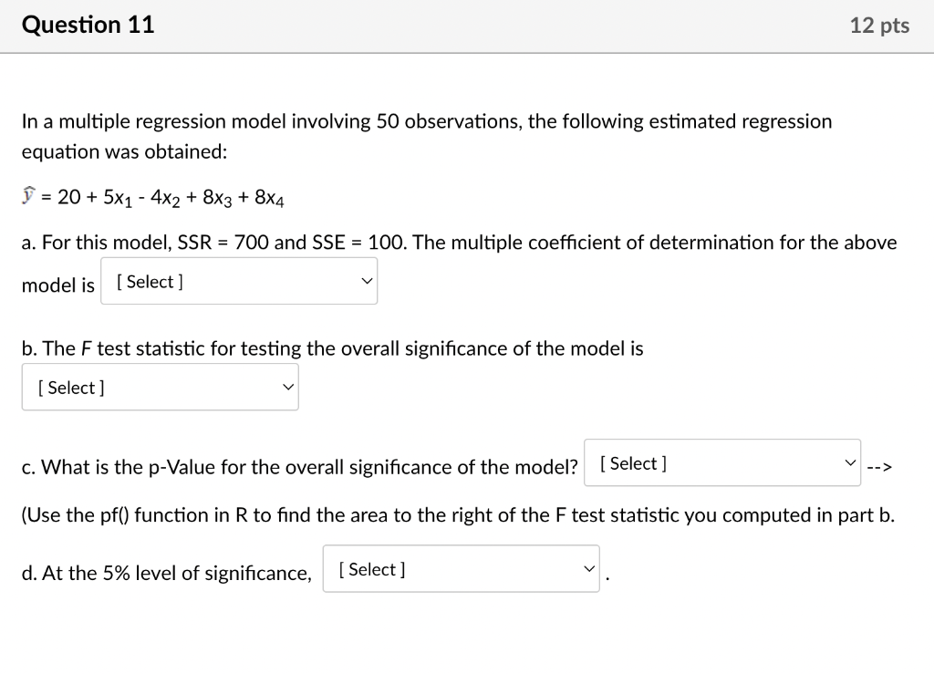 In a multiple regression model involving 50 | Chegg.com