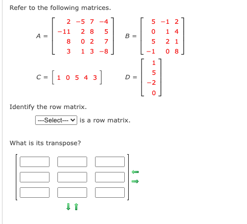 Solved Refer to the following matrices. | Chegg.com