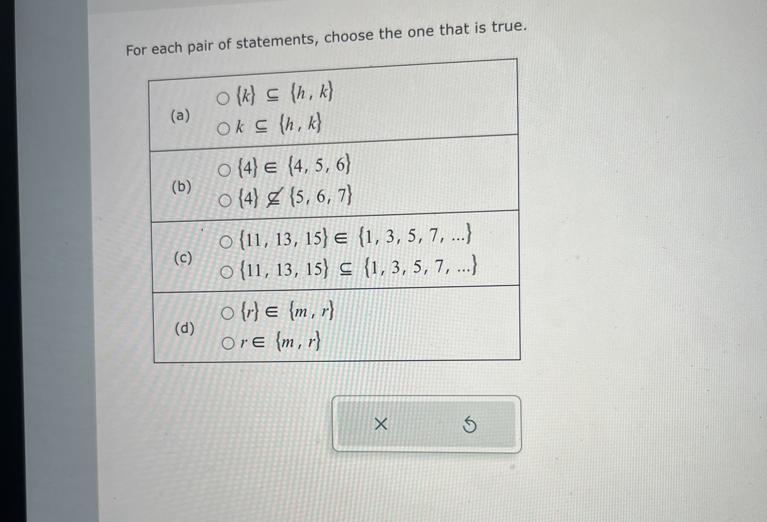Solved For each pair of statements, choose the one that is | Chegg.com