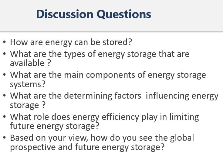 Solved Discussion Questions How are energy can be stored? | Chegg.com