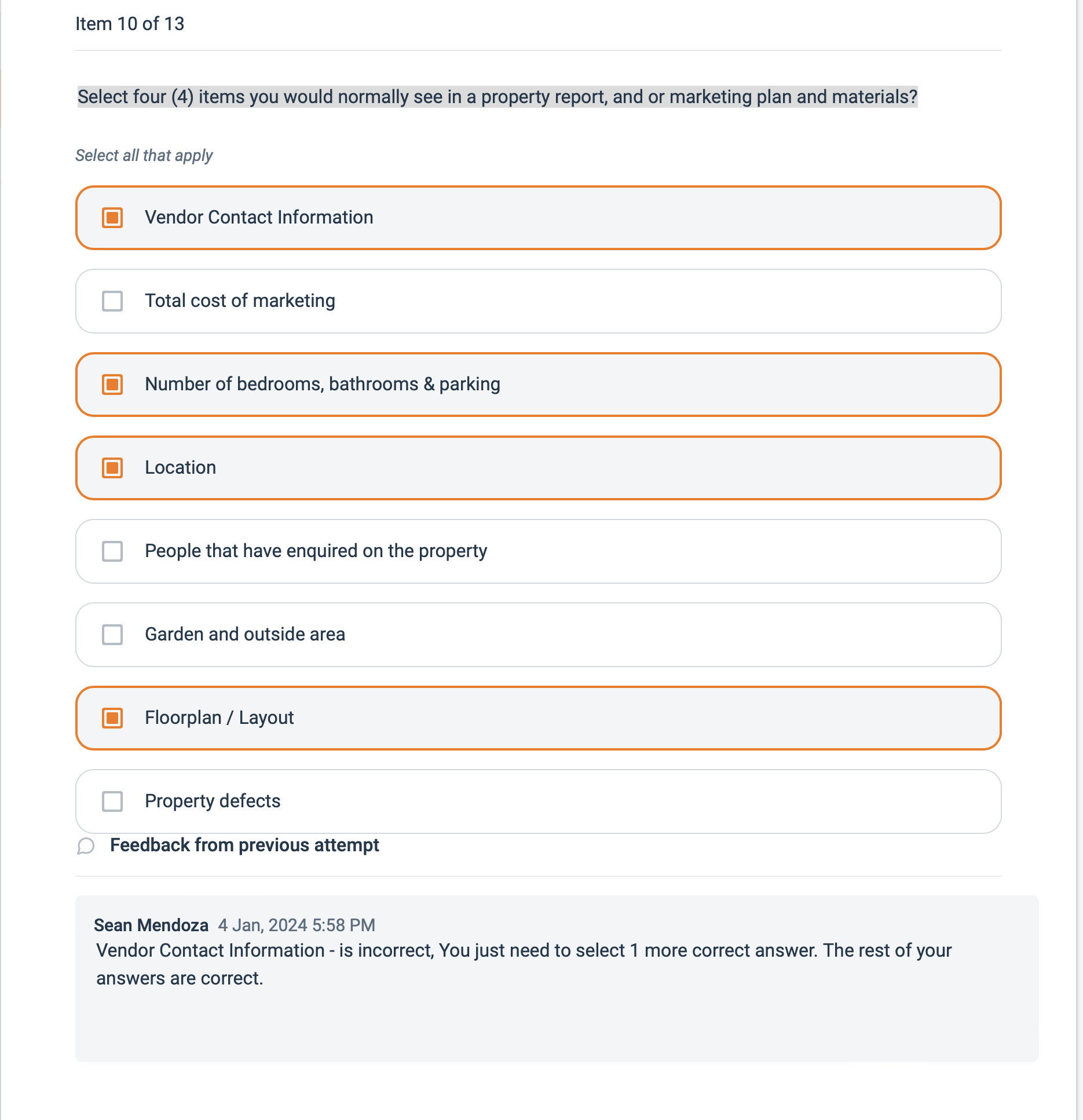 Solved Select four (4) ﻿items you would normally see in a | Chegg.com