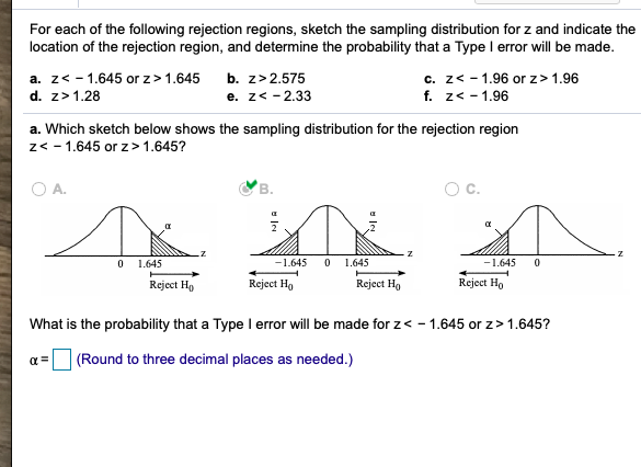 Solved For each of the following rejection regions, sketch | Chegg.com