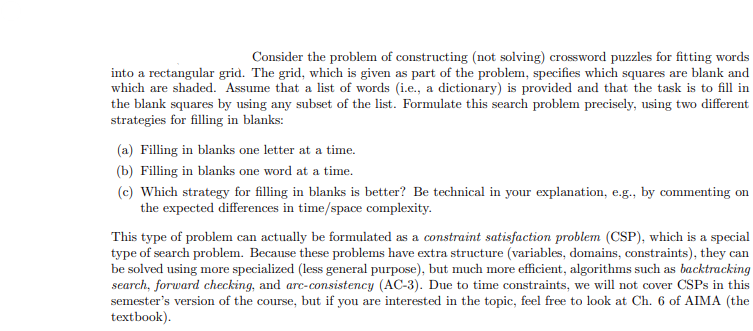 Solved Consider the problem of constructing (not solving) | Chegg.com