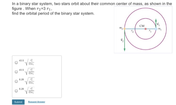 Solved In a binary star system, two stars orbit about their | Chegg.com
