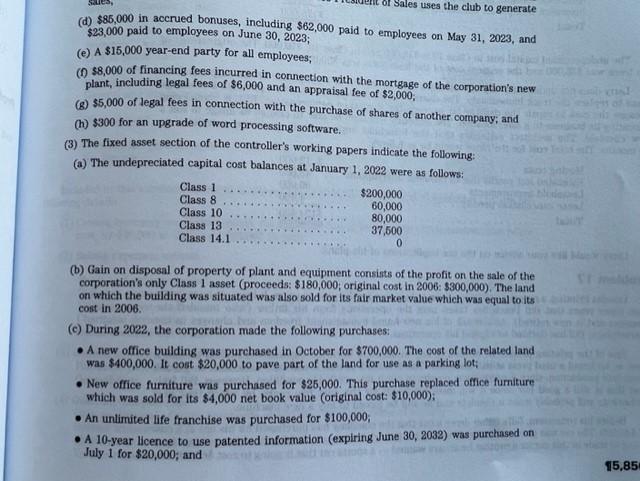 (d) A CCPC renovating the retail location they lease | Chegg.com