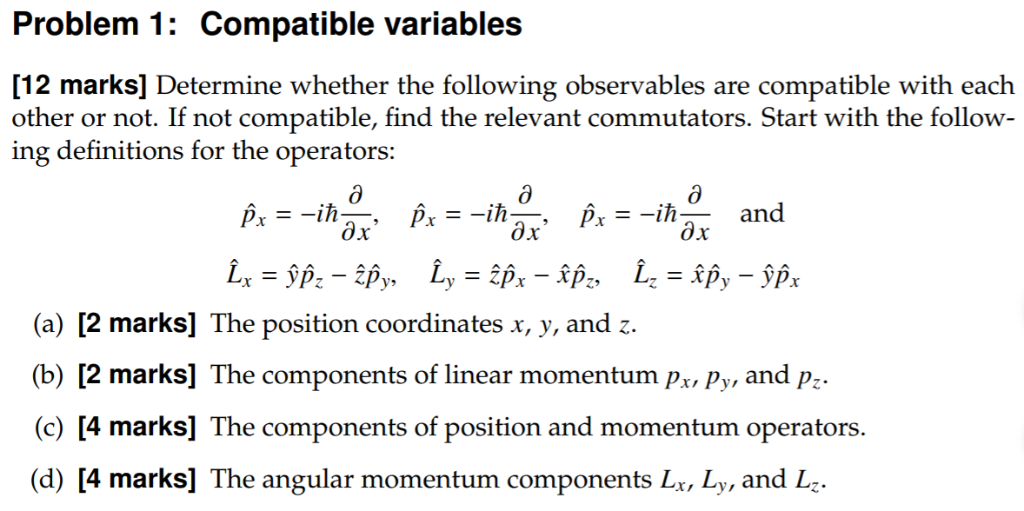 Solved Problem 1: Compatible variables [12 marks] Determine | Chegg.com