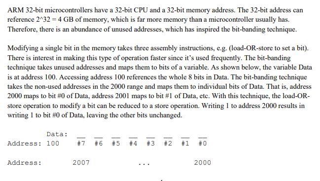 ARM 32-bit microcontrollers have a 32-bit CPU and a | Chegg.com