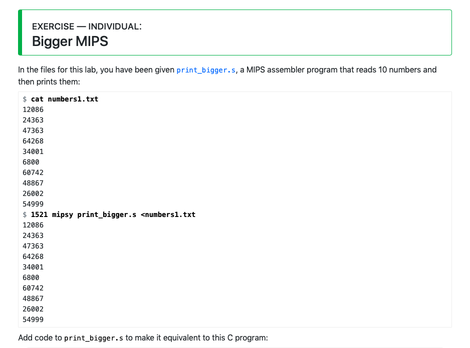 Solved - EXERCISE INDIVIDUAL: Bigger MIPS In the files for | Chegg.com Solved - EXERCISE INDIVIDUAL: Bigger MIPS In the files for | Chegg.com