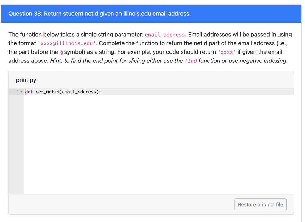 Solved Question 38: Return student netid given an | Chegg.com