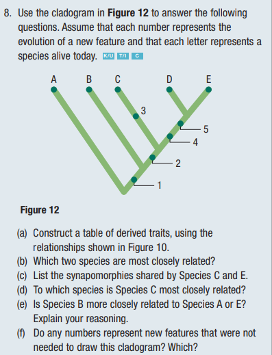 Solved 8. Use the cladogram in Figure 12 to answer the | Chegg.com