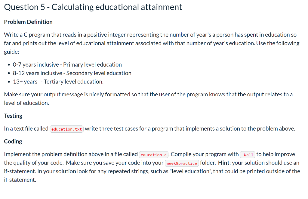 Solved Question 5 - Calculating educational attainment | Chegg.com