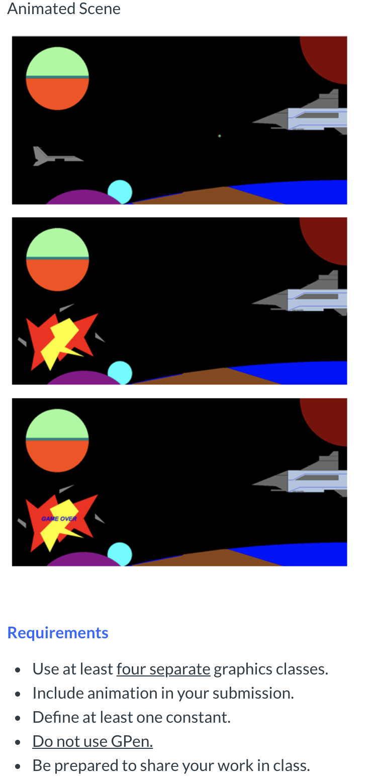 Solved Use the following graphics classes to create a | Chegg.com