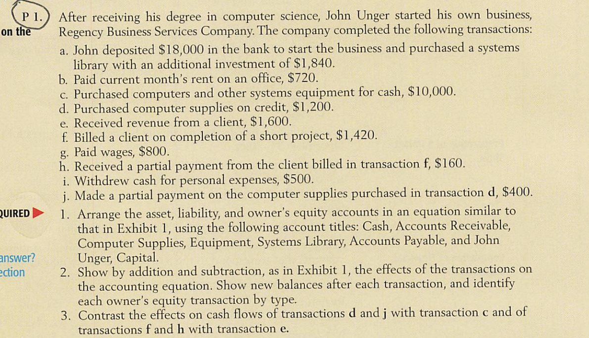 P 1. on the QUIRED answer? ection After receiving his | Chegg.com