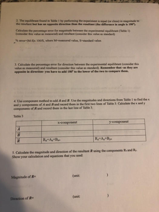 Solved Force Table Lab Report Table 1 Table 2 Force Mass | Chegg.com