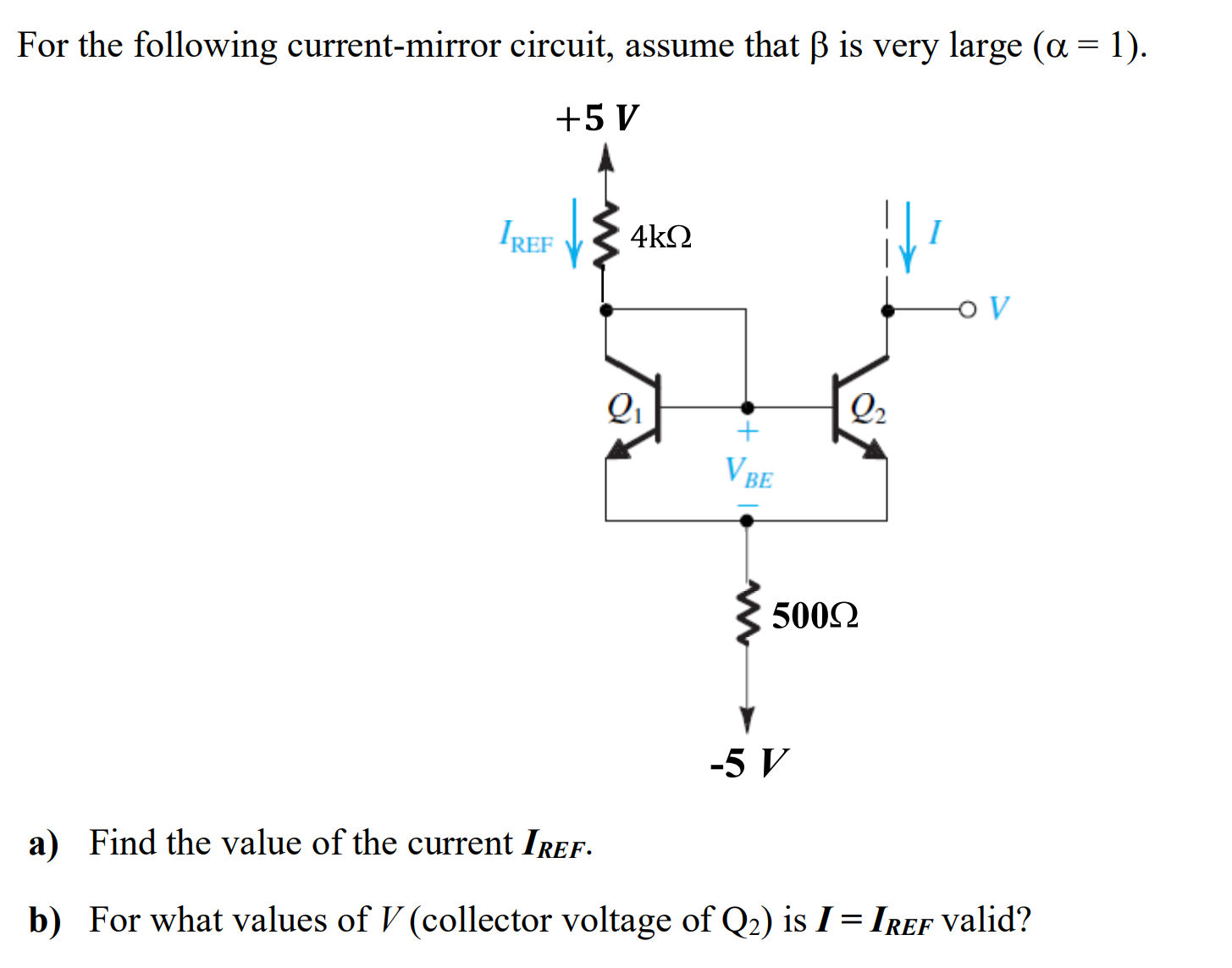 For the following current-mirror circuit, assume that | Chegg.com