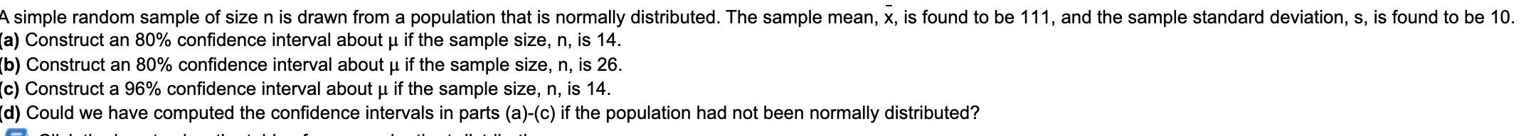Solved simple random sample of size n is drawn from a | Chegg.com