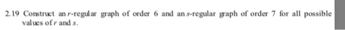 Solved 2.19 Construct an r-regular graph of order 6 and an | Chegg.com