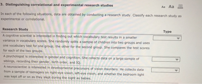 Solved 3. Distinguishing correlational and experimental | Chegg.com