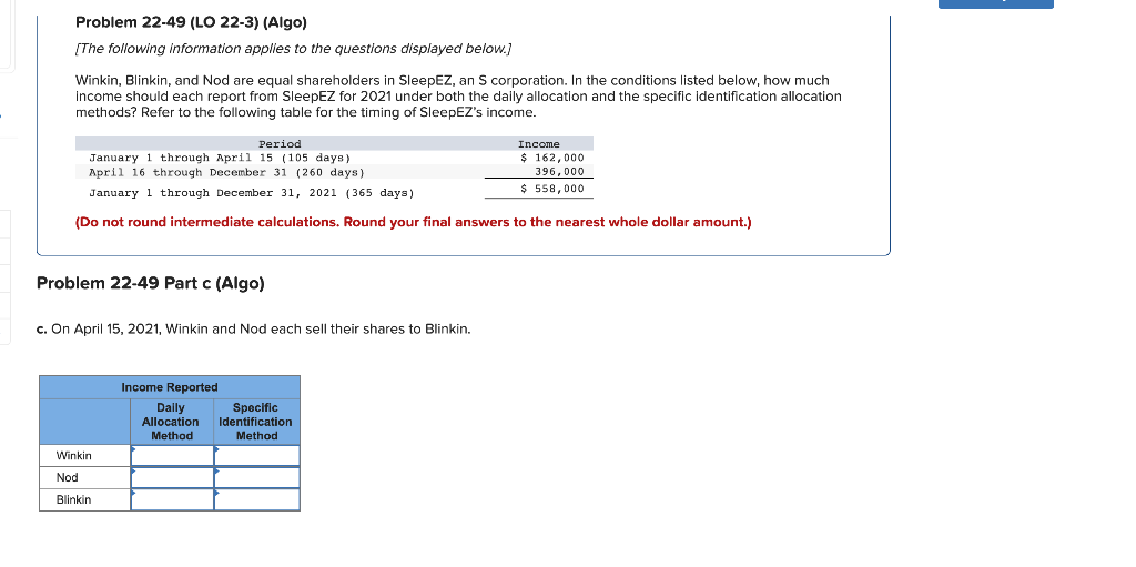 Solved ! Required information Problem 22-49 (LO 22-3) (Algo) | Chegg.com