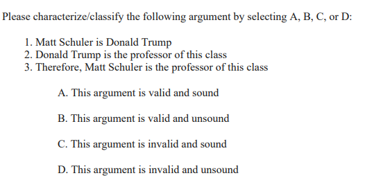 Solved Please characterize/classify the following argument | Chegg.com