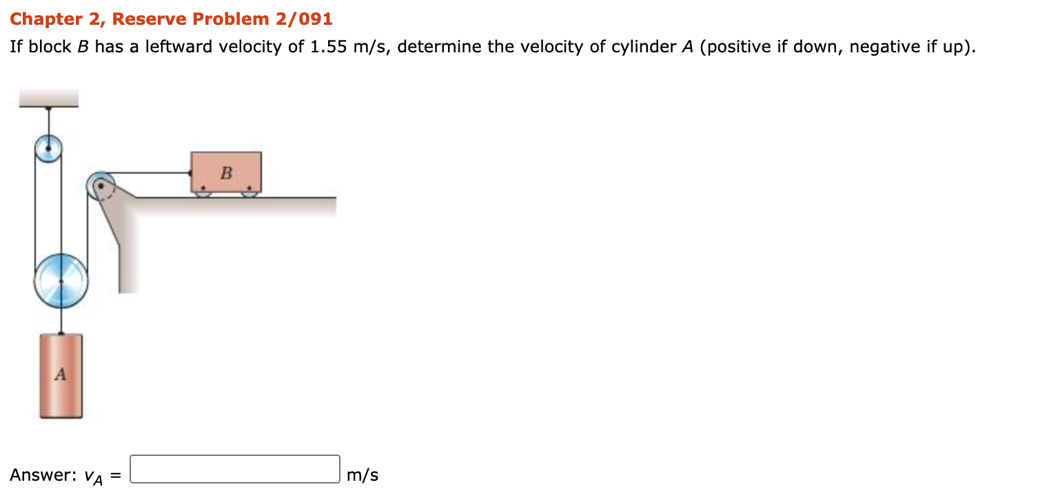 Solved Chapter 2, Reserve Problem 2/091 If block B has a | Chegg.com