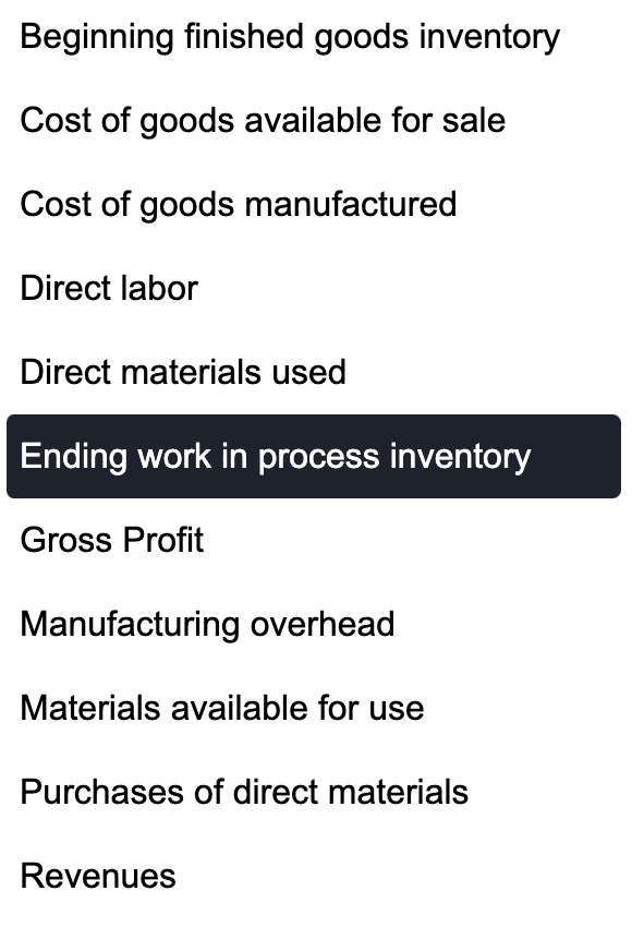 Solved Beginning finished goods inventory Cost of goods | Chegg.com
