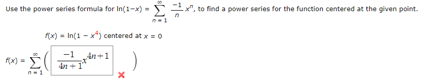 Solved Use the power series formula for In(1-x) = 2 = 2x", | Chegg.com