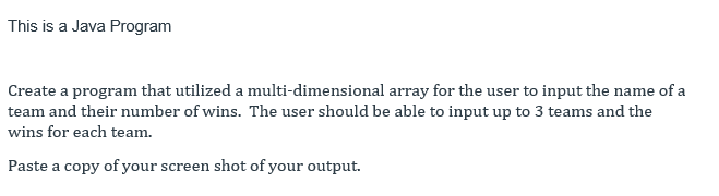 Solved This is a Java Program Create a program that utilized | Chegg.com