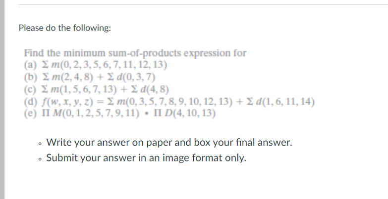 Solved Please do the following: Find the minimum | Chegg.com
