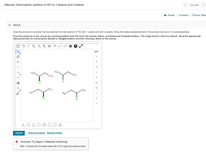 Solved Alkenes: Electrophilic addition of HCl to 1-butene | Chegg.com