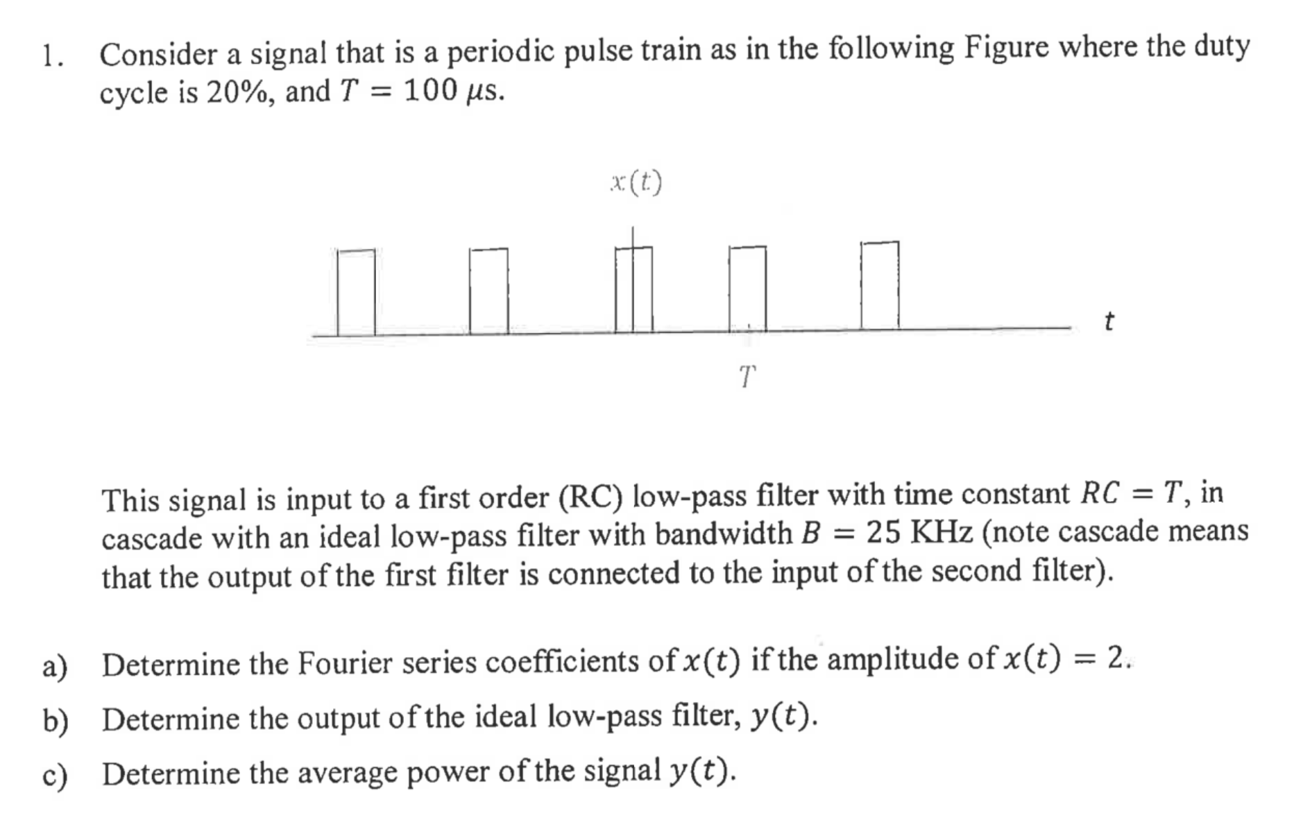 Solved Consider a signal that is a periodic pulse train as | Chegg.com