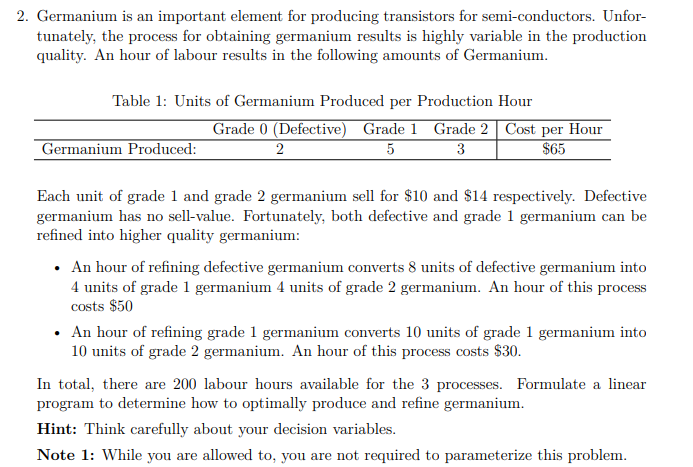 Solved 2. Germanium is an important element for producing | Chegg.com