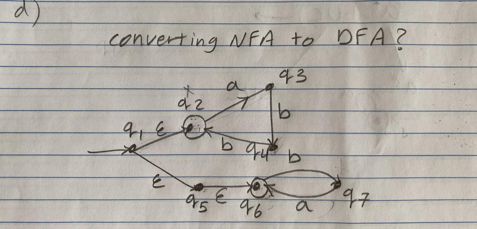 Solved converting NFA to DEA? 'b qub converting NFA to | Chegg.com