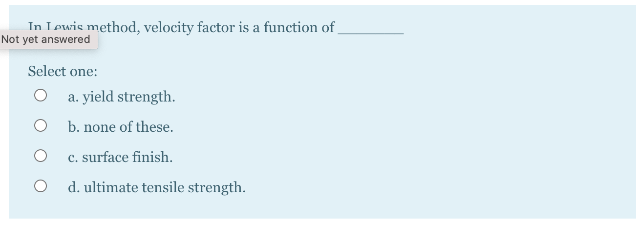 Solved In Lewis method, bending stress of the tooth is | Chegg.com
