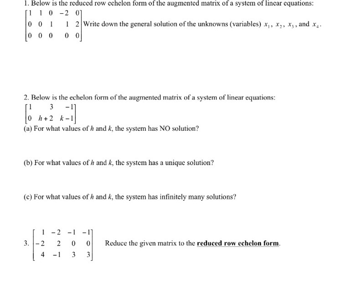 Solved Below is the reduced row echelon form of the | Chegg.com