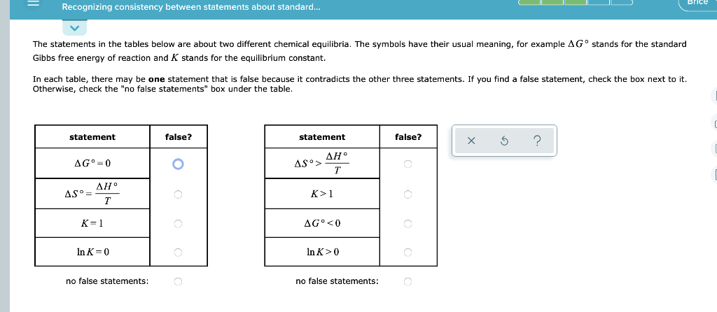 Solved Brice Recognizing consistency between statements | Chegg.com