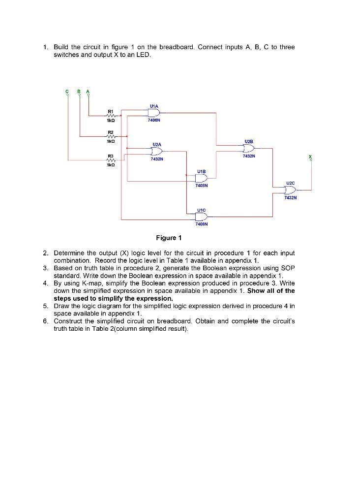 Solved 1. Build the circuit in figure 1 on the breadboard. | Chegg.com