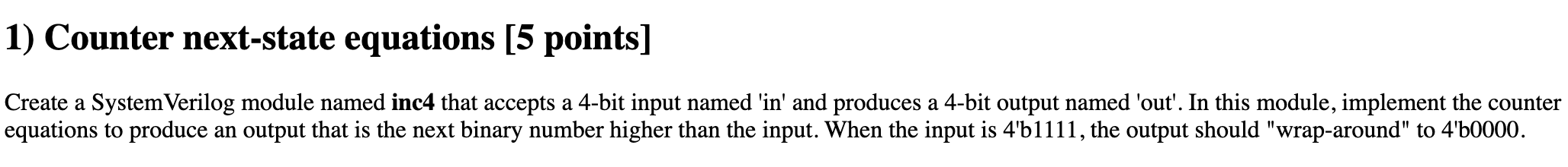 Solved 1) Counter next-state equations [5 points] Create a | Chegg.com