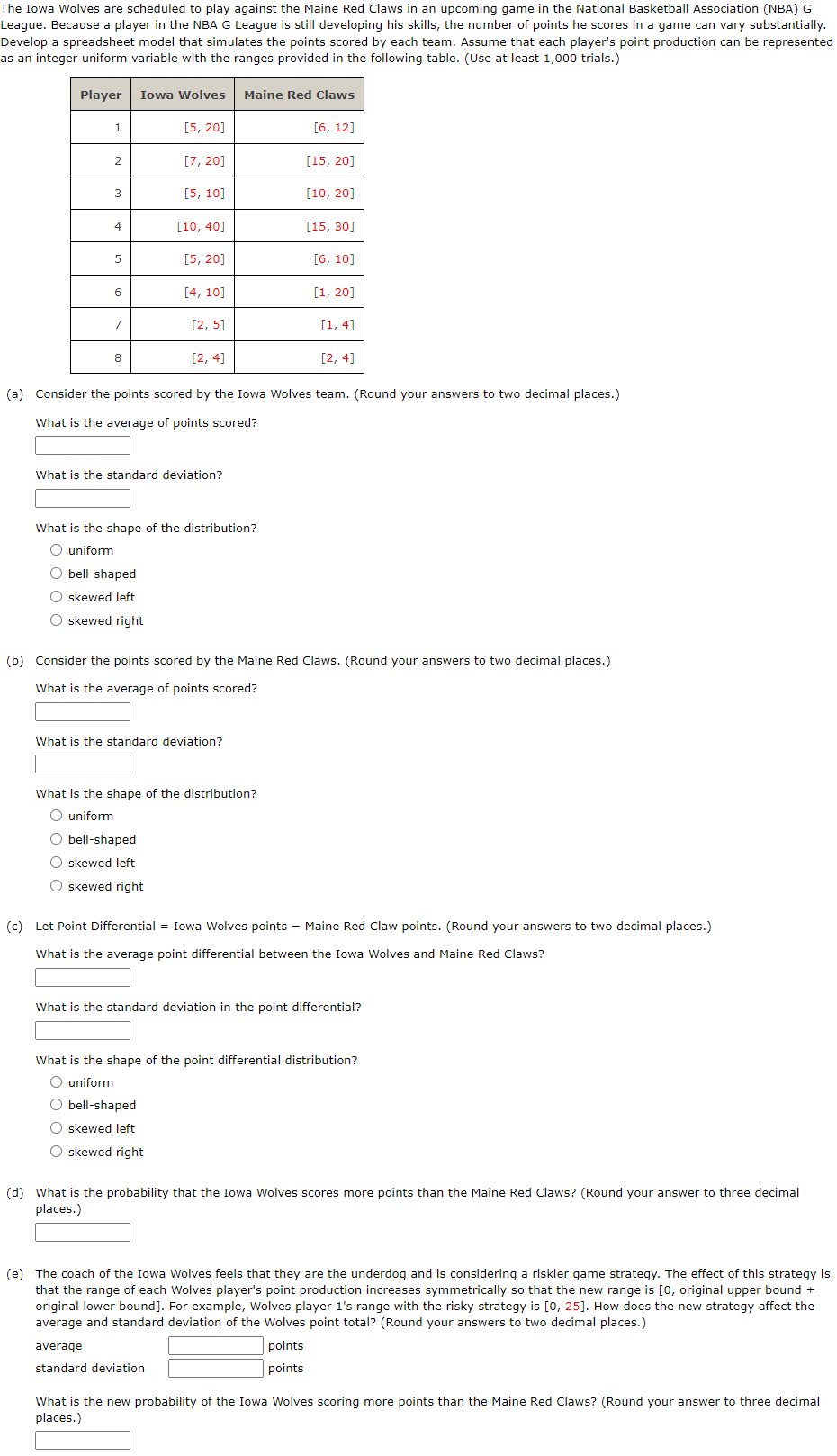 Solved The Iowa Wolves are scheduled to play against the | Chegg.com