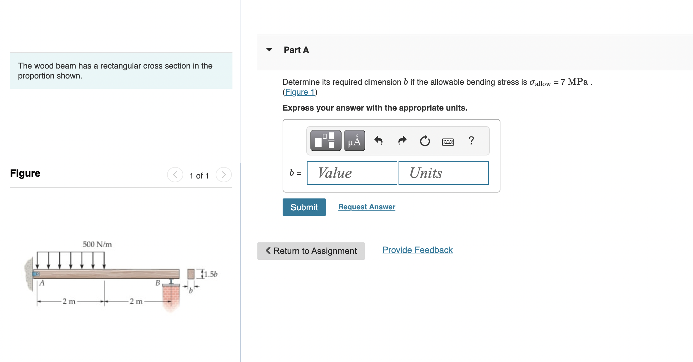 Solved The wood beam has a rectangular cross section in the | Chegg.com