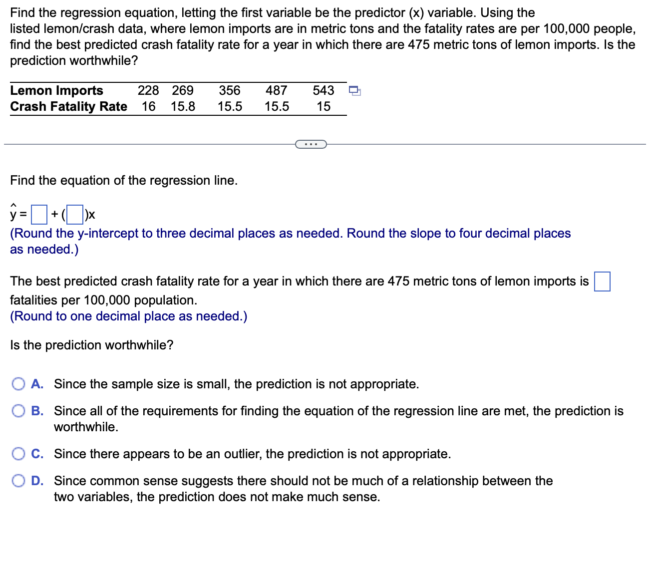 Find the regression equation, letting the first | Chegg.com