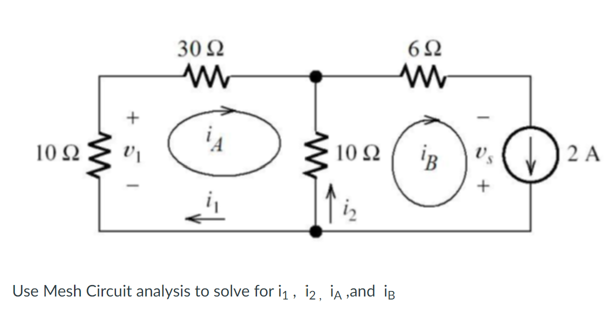 Solved Use Mesh Circuit analysis to solve for i1 , i2 , iA | Chegg.com