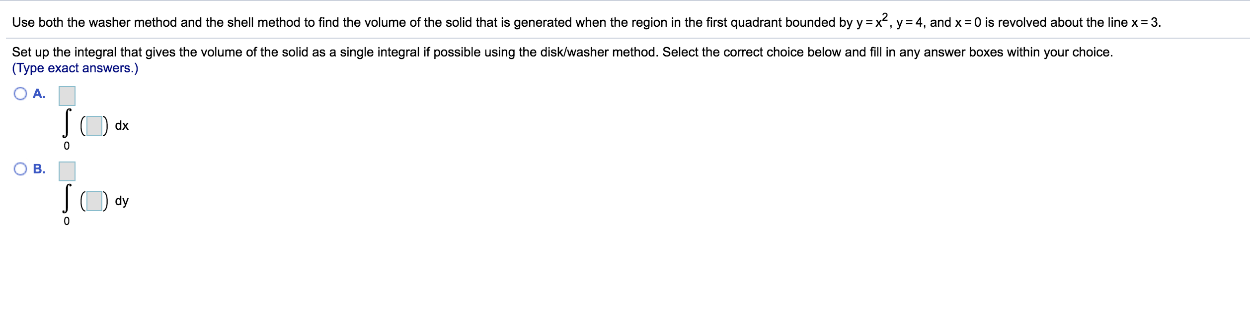 Solved Use both the washer method and the shell method to | Chegg.com
