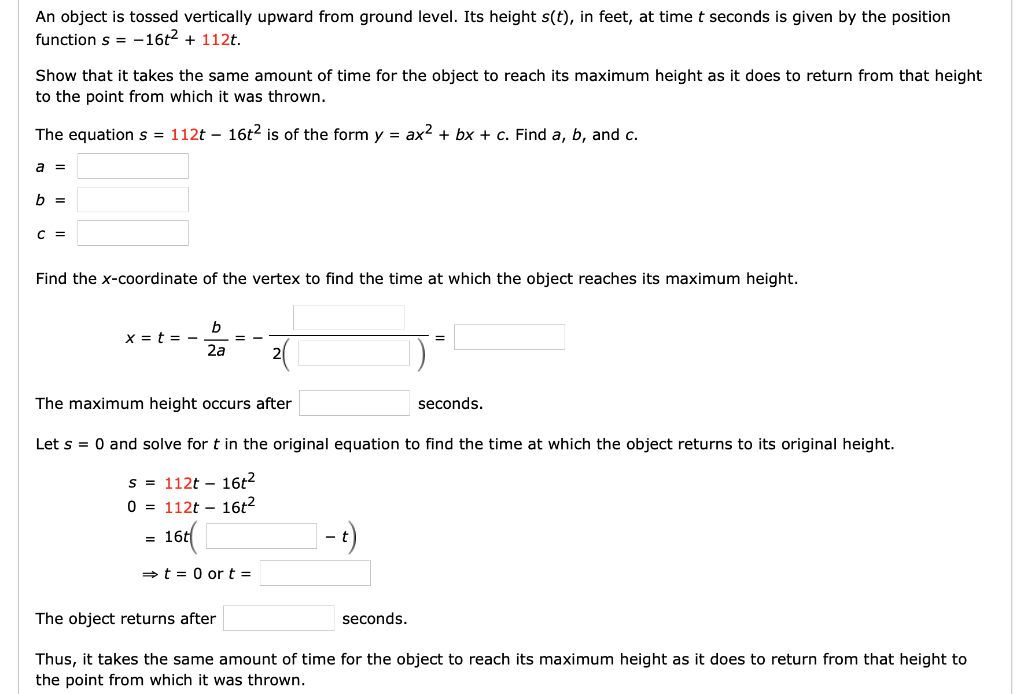 Solved An object is tossed vertically upward from ground | Chegg.com