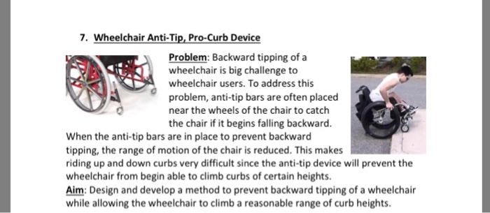 Solved 7. Wheelchair Anti-Tip, Pro-Curb Device Problem: | Chegg.com