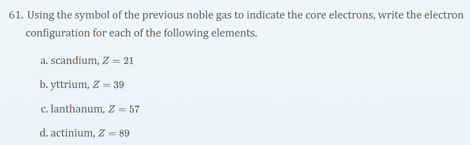 Solved Using the symbol of the previous noble gas to | Chegg.com