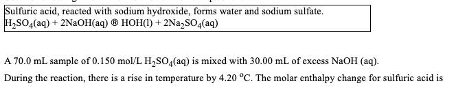 Solved Sulfuric acid, reacted with sodium hydroxide, forms | Chegg.com