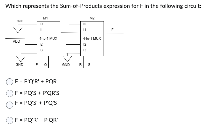 Solved Which represents the Sum-of-Products expression for F | Chegg.com