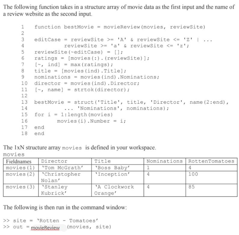 %Question 1: % What is the value stored in 'out' | Chegg.com
